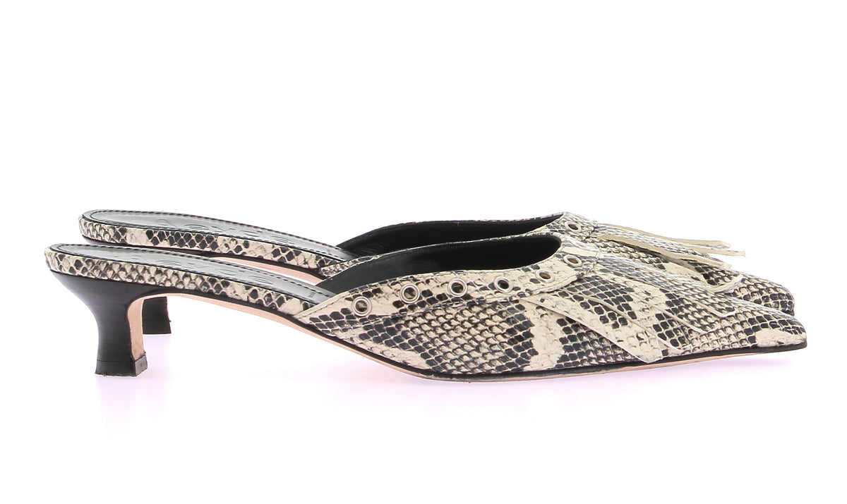 Mules à talons motifs python – Personal Seller Paris